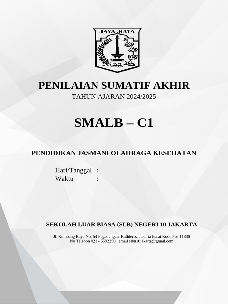 3. Soal Tulis PJOK SMALB C1 | PDF