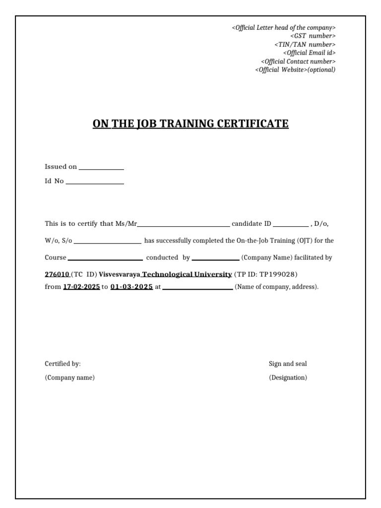 On_the_Job_Training(OJT)_Certificate_Template[1] | PDF