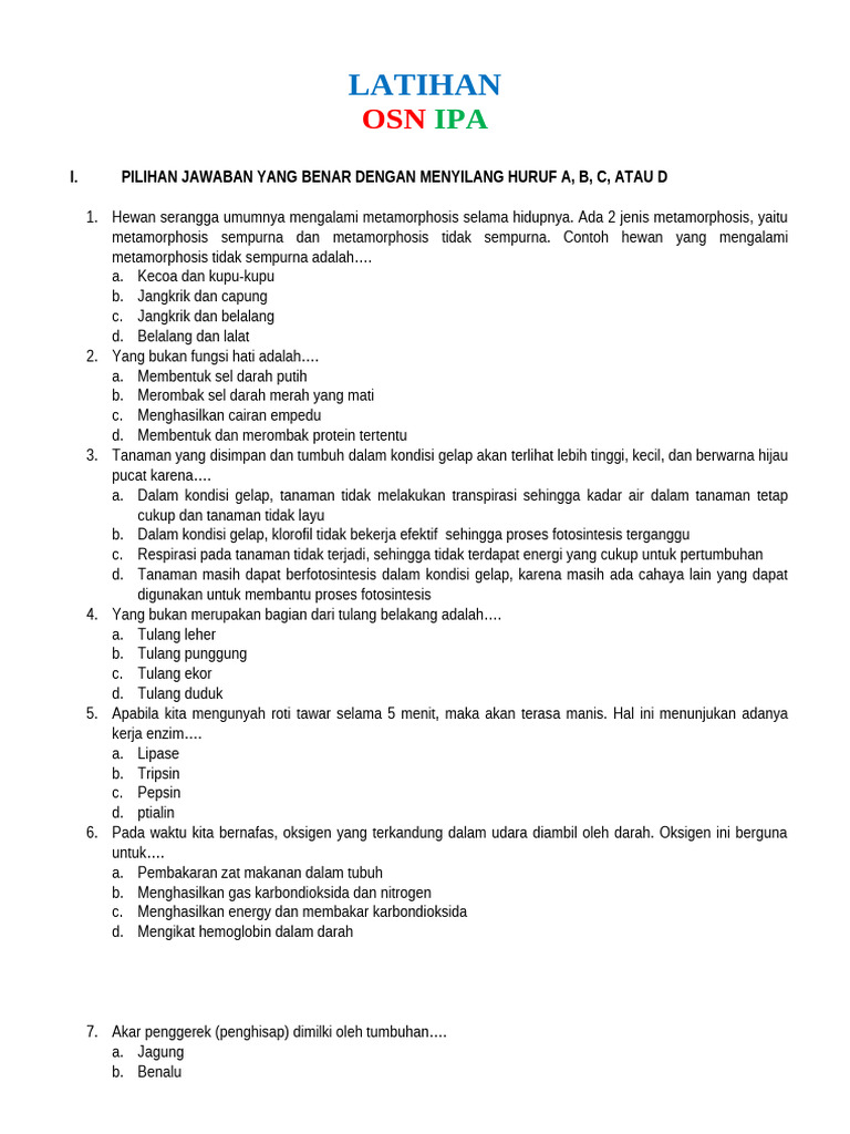 Latihan Osn Ipa | PDF