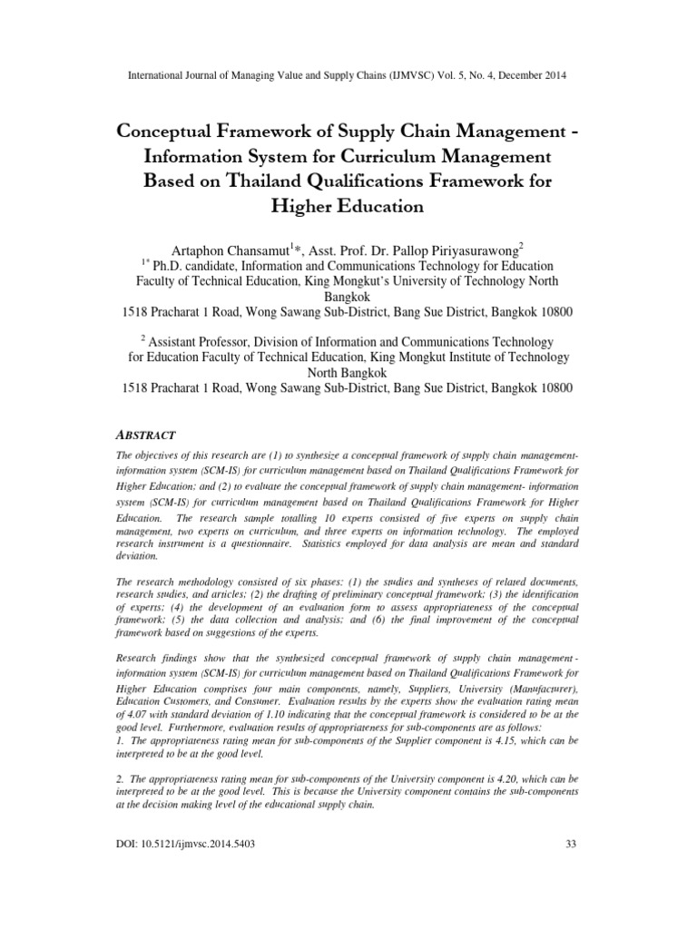 Conceptual Framework of Supply Chain Management - Information System ...
