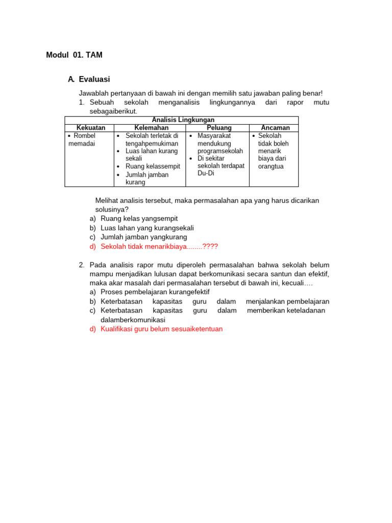 Modul 01 - Evaluasi | PDF
