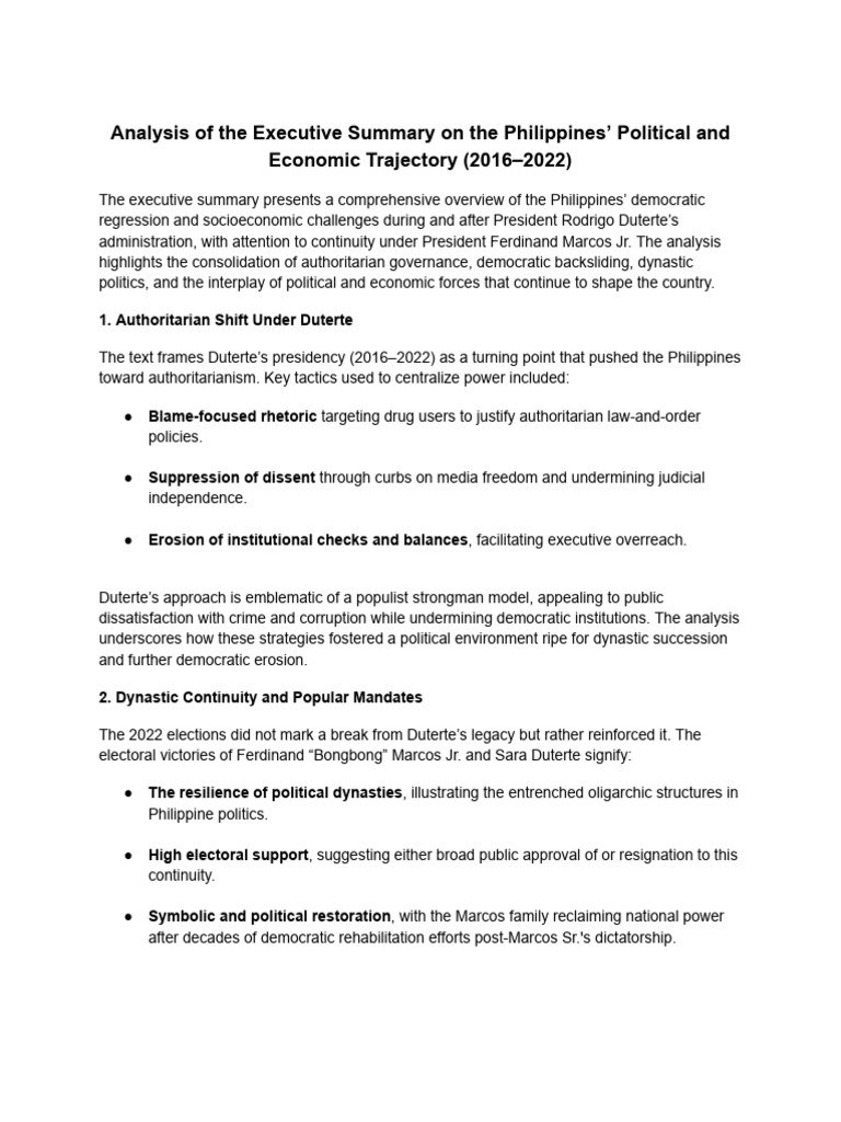 Philippines Political and Economic Analysis 2022 | PDF ...