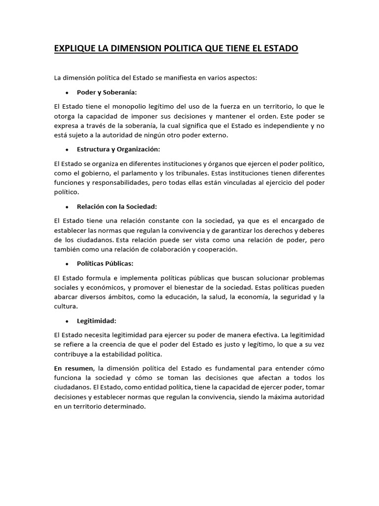 La Dimension Politica Del Estado | PDF