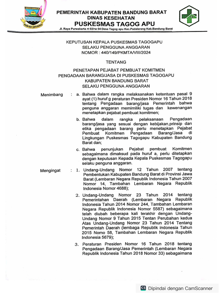 SK Penetapan PPK | PDF