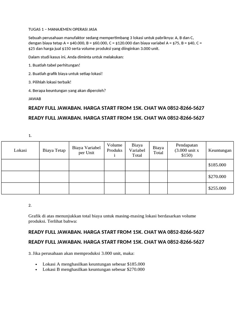 Tugas 1 - Manajemen Operasi Jasa | PDF