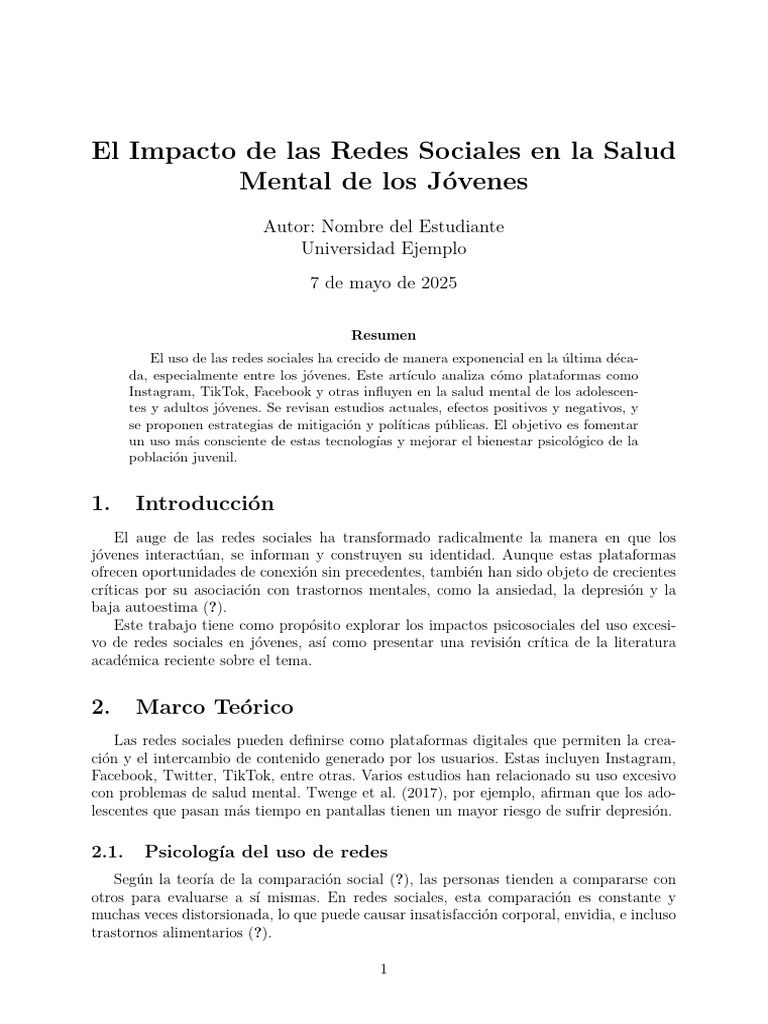 El Impacto de Las Redes Sociales en La Salud Mental de Los Jóvenes ...