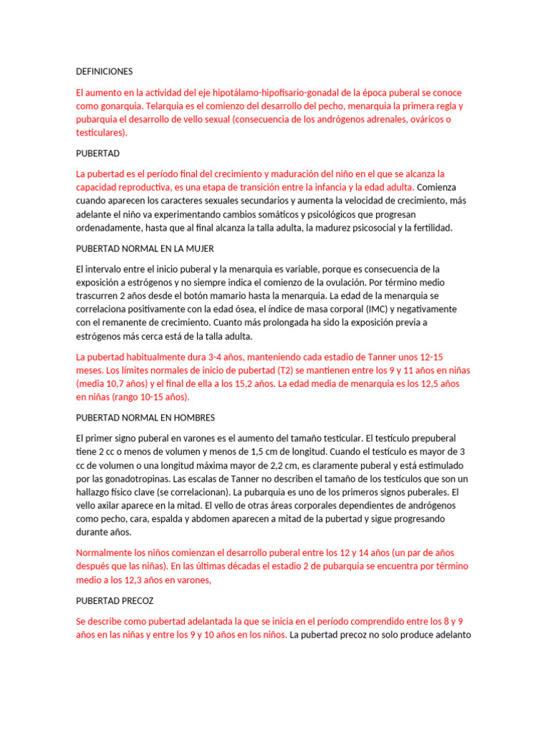 ESCALA DE TANNER | PDF | Pubertad | Sistema reproductivo animal