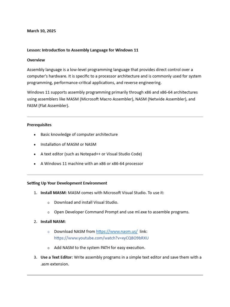 Assembly Language Basics for Windows 11 | PDF | Assembly Language ...