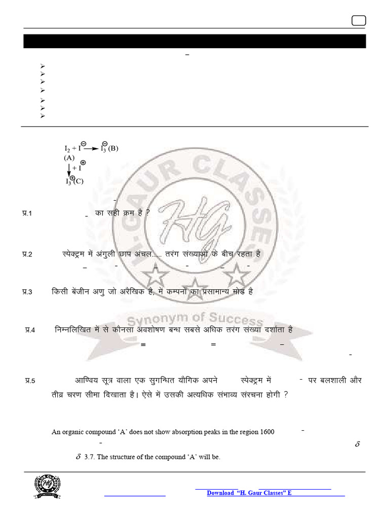 IR Spectroscopy Assignment Sheet | PDF | Infrared Spectroscopy ...