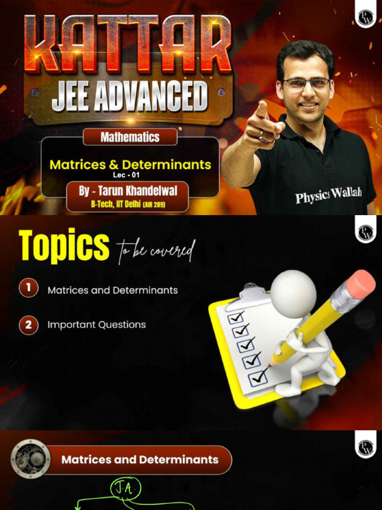 Determinants & Matrices 01 - Class Notes | PDF