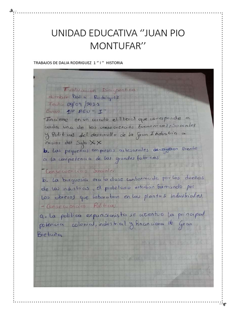 Trabajos de Historia de Dalia Rodriguez 1 Bgu '' I '' | PDF