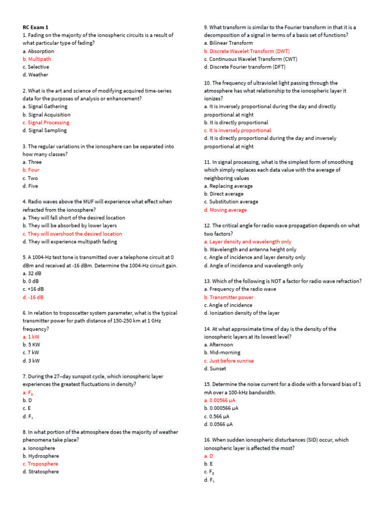 Est RC Exams | PDF | Antenna (Radio) | Ionosphere