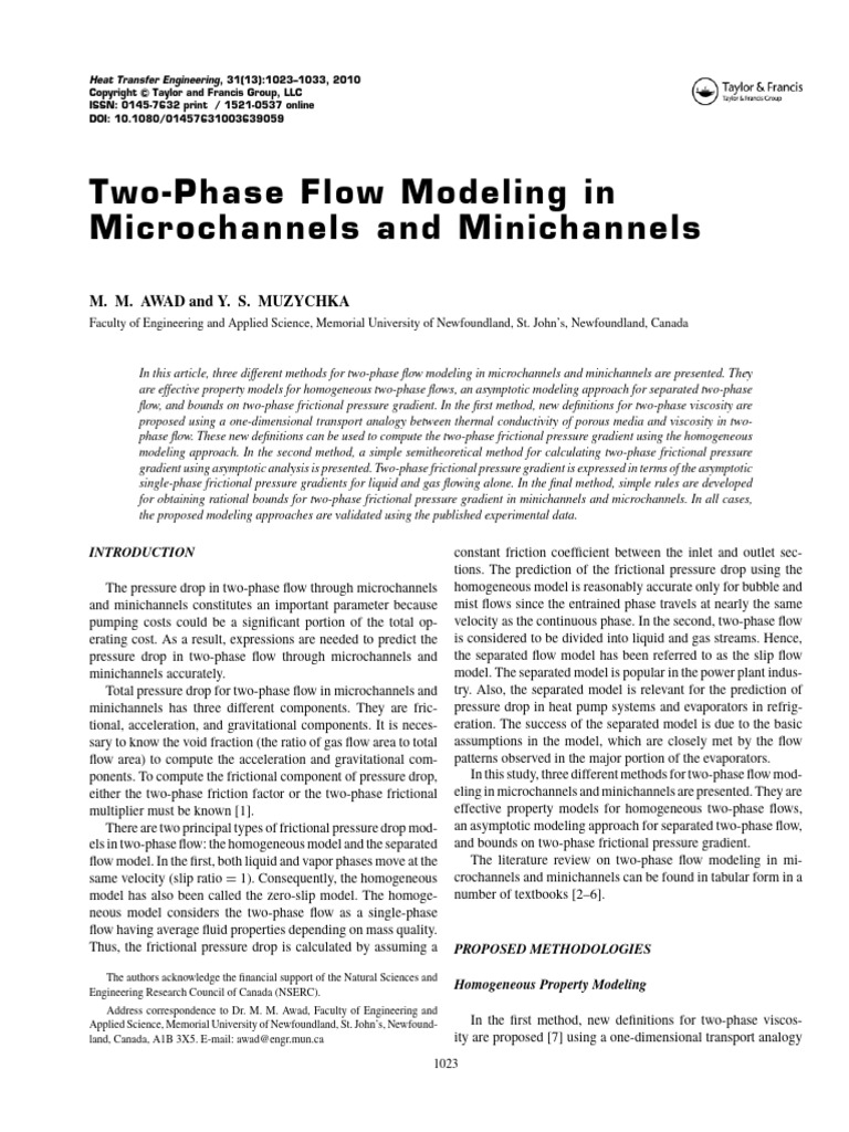 Two Phase Flow Modeling in Microchannels and Minichannels | PDF ...