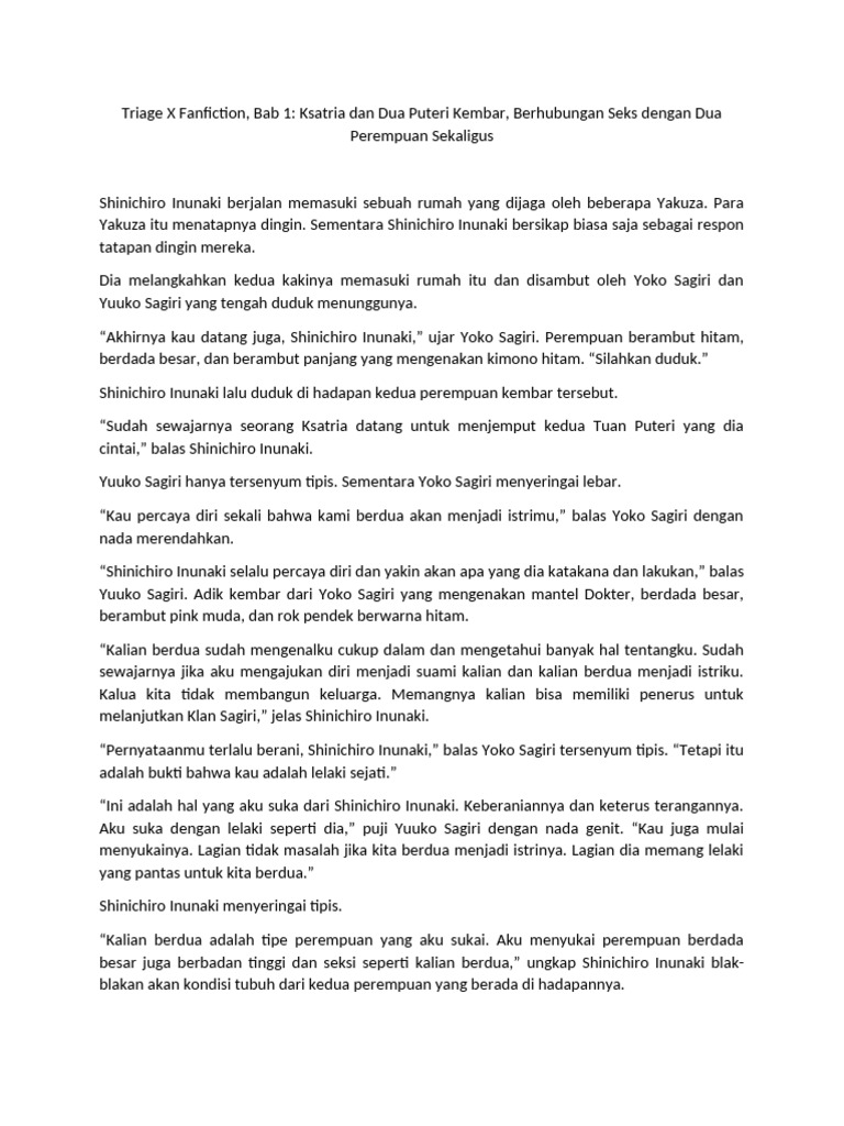 1. Triage X Fanfiction - Ksatria dan Dua Puteri Kembar | PDF