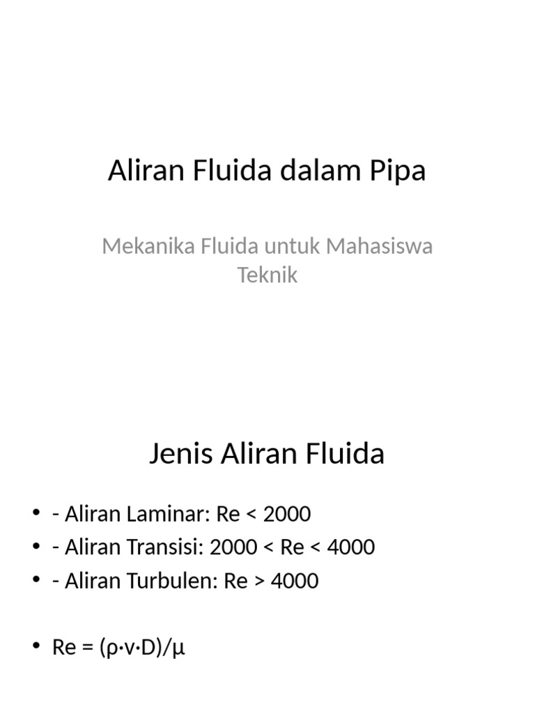 Aliran Fluida Dalam Pipa Presentasi | PDF