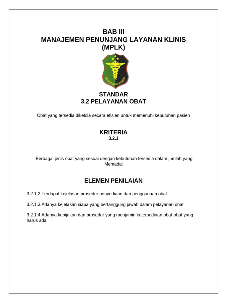 Pelayanan Obat 3.2.1 | PDF