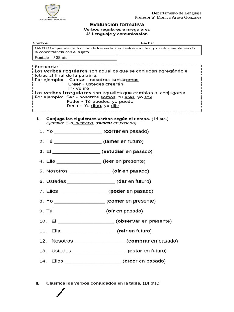 Verbos Regulares e Irregulares | PDF | Verbo