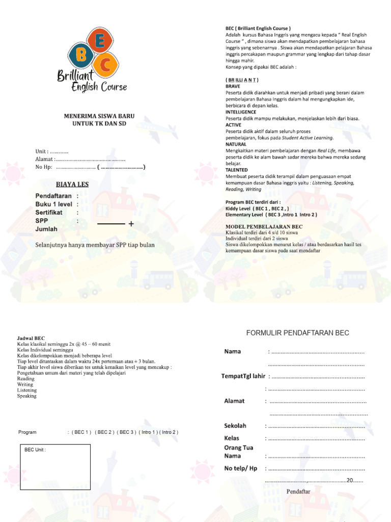 FORMULIR BEC DAN BROSUR | PDF