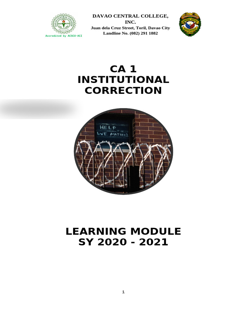 CA 01 (Institutional Correction) - Option 2 | PDF | Punishments | Crimes