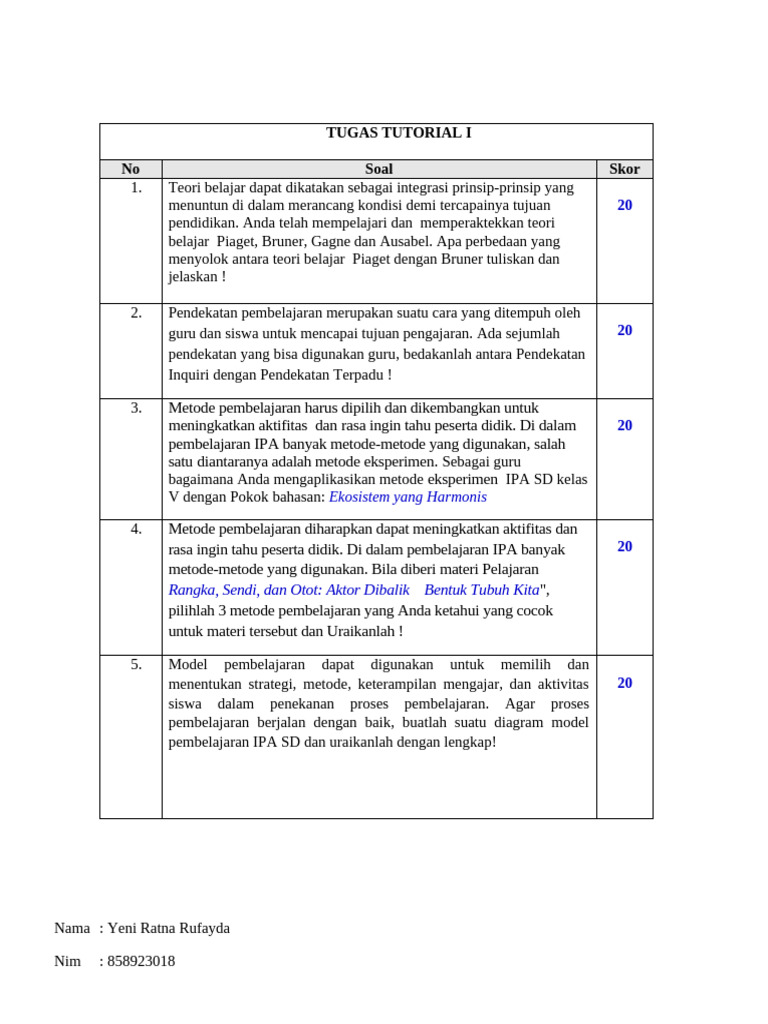Tugas 1 - Yeni Ratna Rufayda - pdgk4202 | PDF