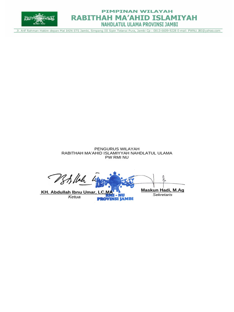 Kop Surat RMI NU JAMBI | PDF