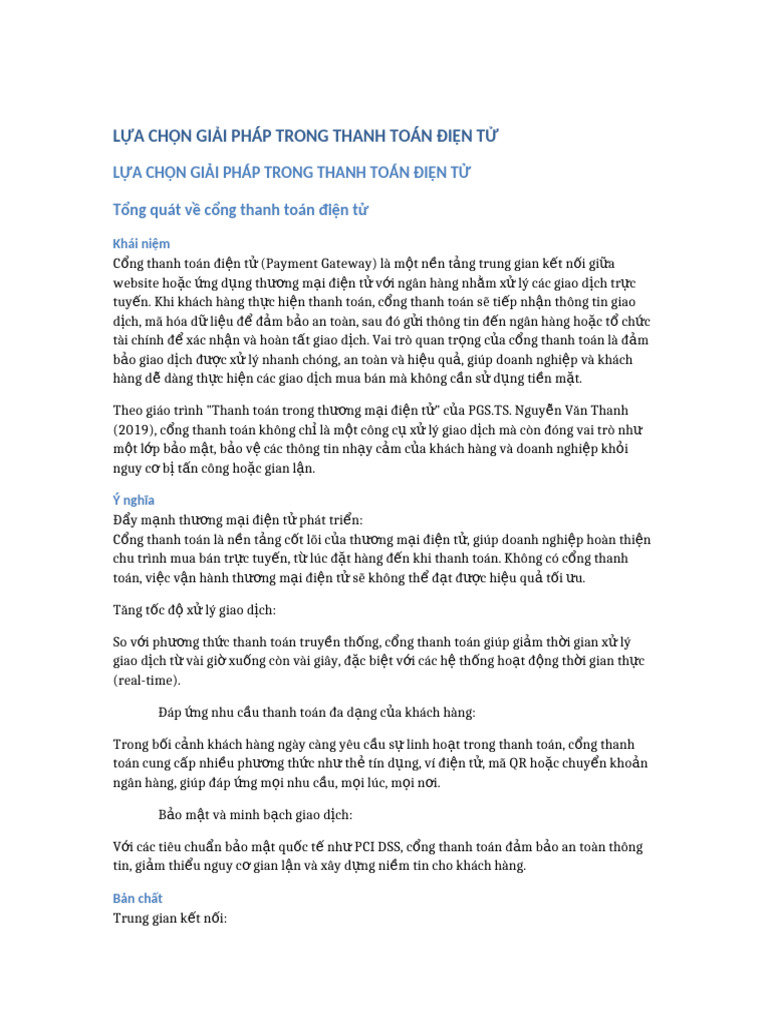 Lua_Chon_Giai_Phap_Trong_Thanh_Toan_Dien_Tu_Cleaned | PDF