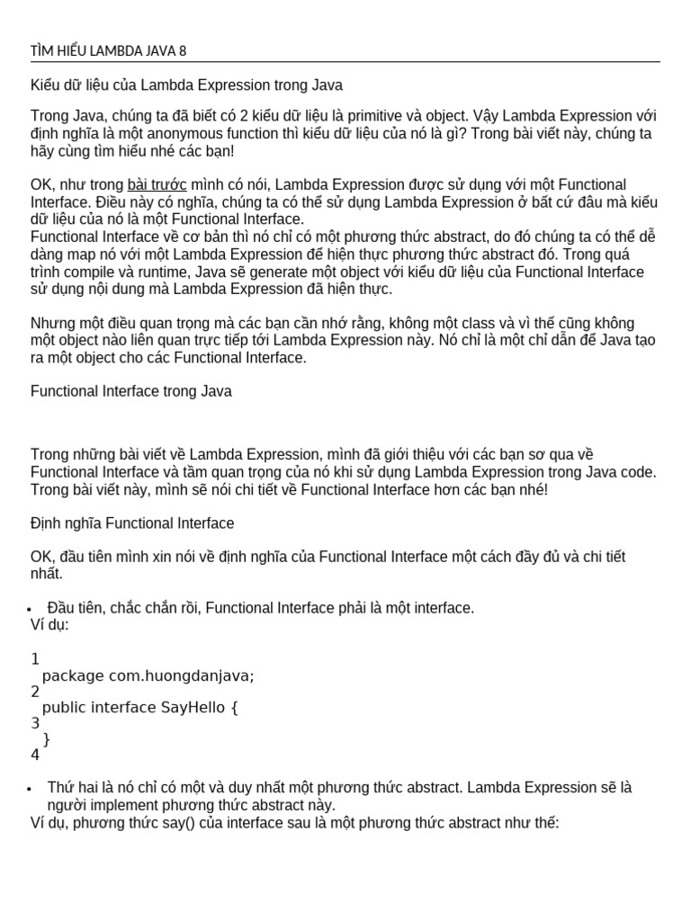 TÌM HIỂU LAMBDA JAVA 8 | PDF