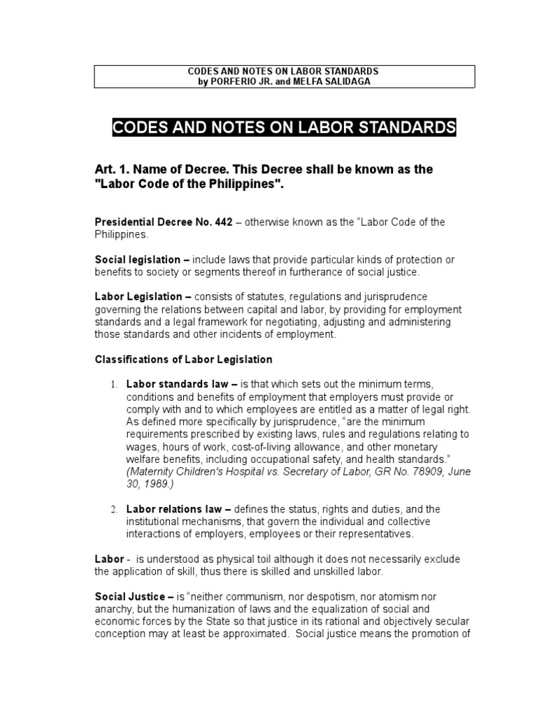 Labor Standards Notes | PDF | International Labor Standards ...