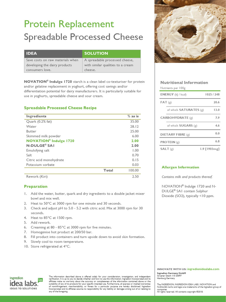 578 - Spreadable processed cheese recipe | PDF | Milk | Butter
