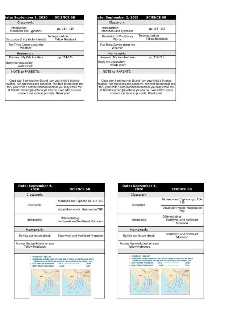 Science Daily Plan For The Week | PDF | Tropical Meteorology | Branches ...