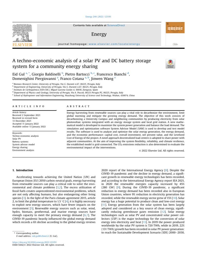 A Techno-Economic Analysis of A Solar PV and DC Battery Storage | PDF | Photovoltaic System ...