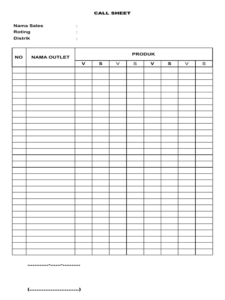 Call Sheet | PDF