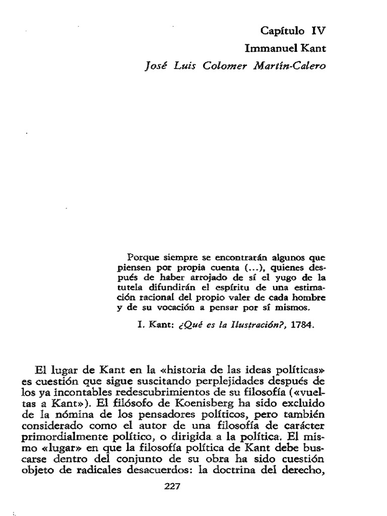 Kant - José Luis Colomer Martín-Calero | PDF | Immanuel Kant | Razón