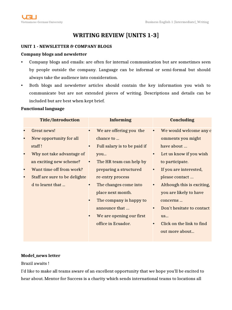 Writing Review (U1-3) | PDF | Volunteering | Mentorship