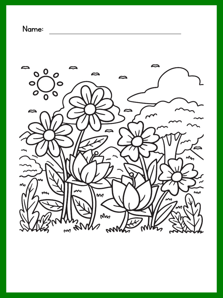 Green and Black Illustrative Simple Science Spring Season Coloring ...