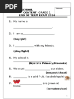 Grade 2 English End-of-Year Test | PDF