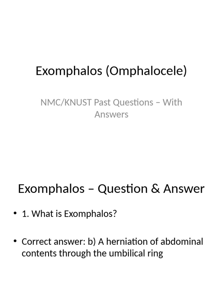 Exomphalos Past Questions With Answers | PDF