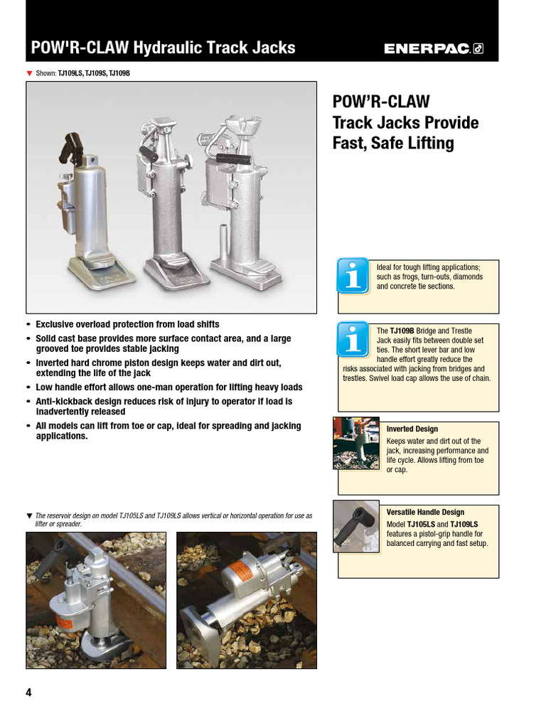 TJ-Series, POW'R-CLAW Hydraulic Track Jacks EN-GB | PDF