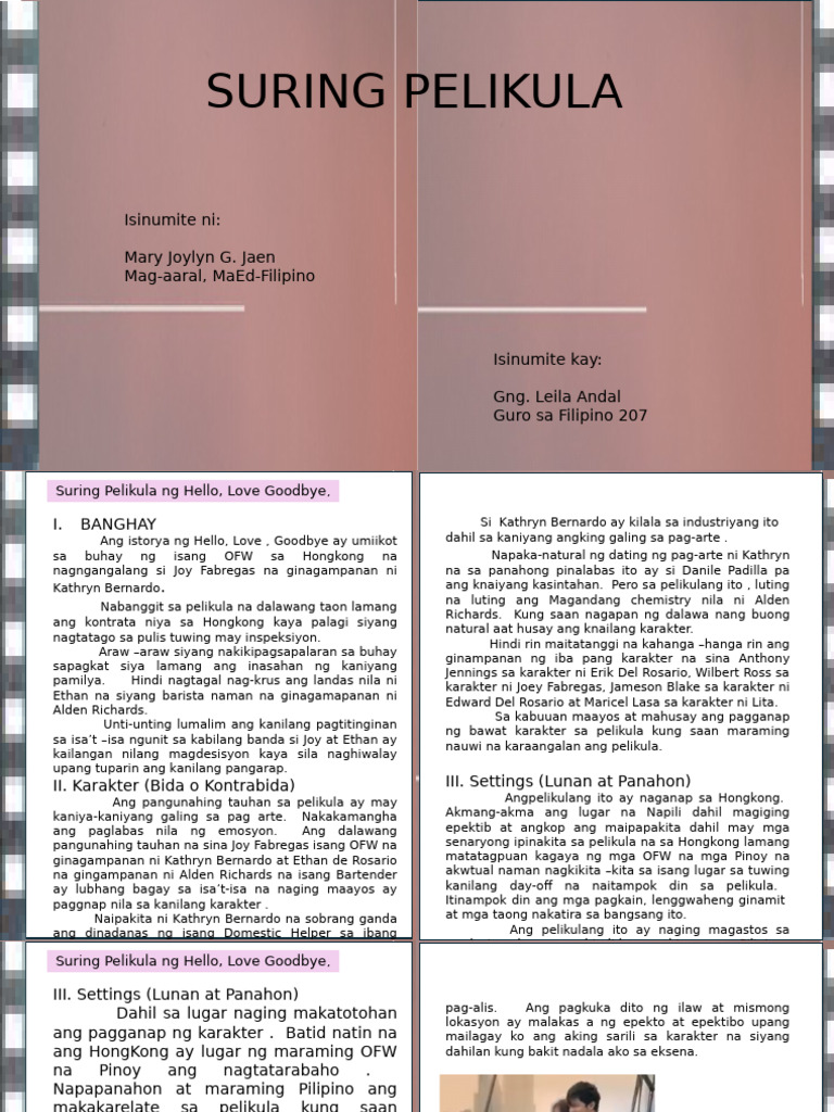 Fil 207 Suring Pelikula Jaen Mary Joylyn | PDF