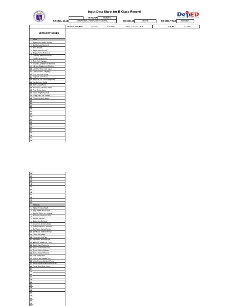 Grade 11-Humss 1-2024-2025 | PDF