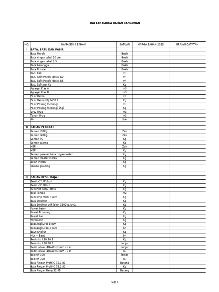 Daftar Material | PDF