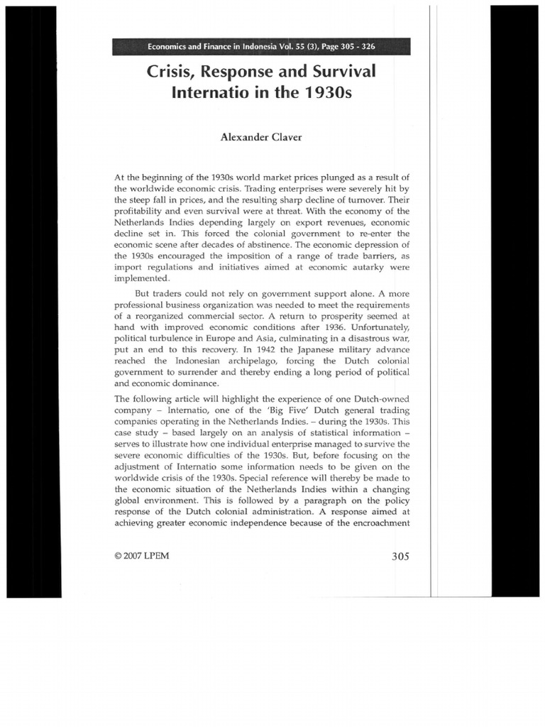Economic Crisis in 1930s Indonesia | PDF | Profit (Economics) | Empire ...