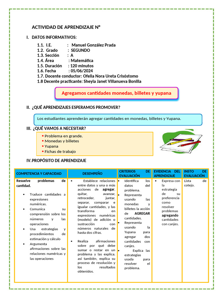 Sesion Agregamos Cantidades Miercoles | PDF | Dinero | Aprendizaje