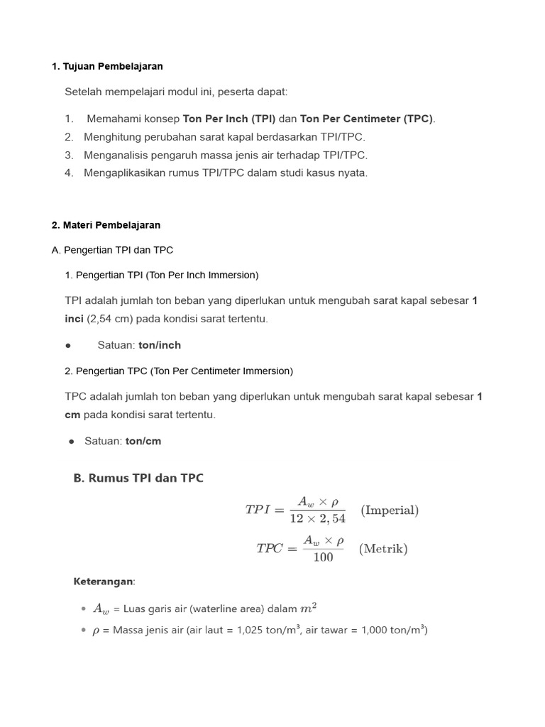 Memahami TPC dan TPI Kapal | PDF
