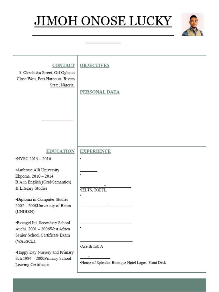 Recent Resume (Mr. Jimoh Lucky) | PDF