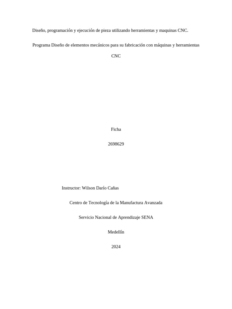 Trabajo Pieza | PDF | Control numerico | Herramientas