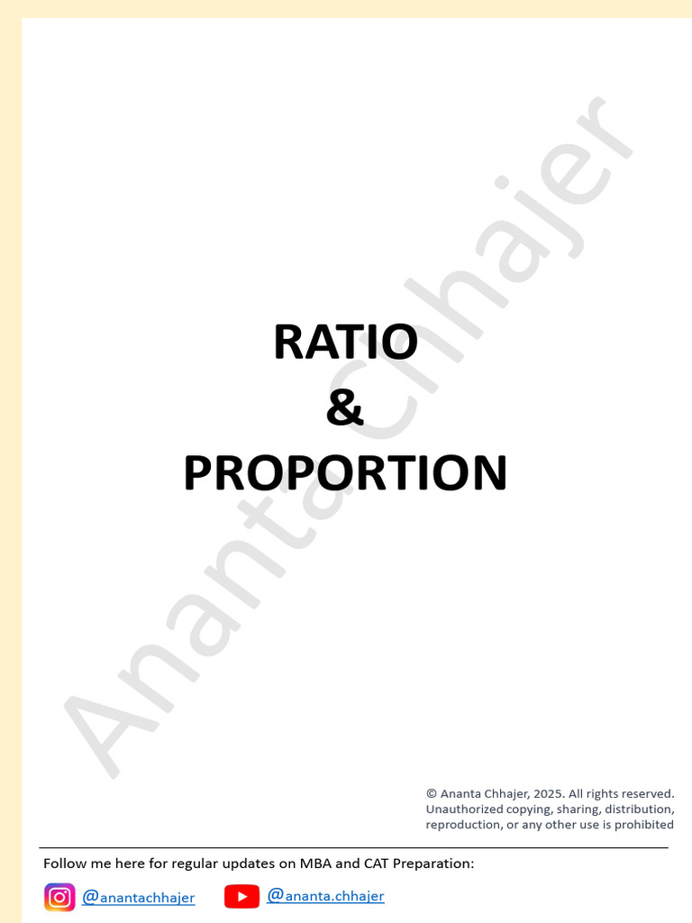Ratio & Proportion Formula & Concepts | PDF