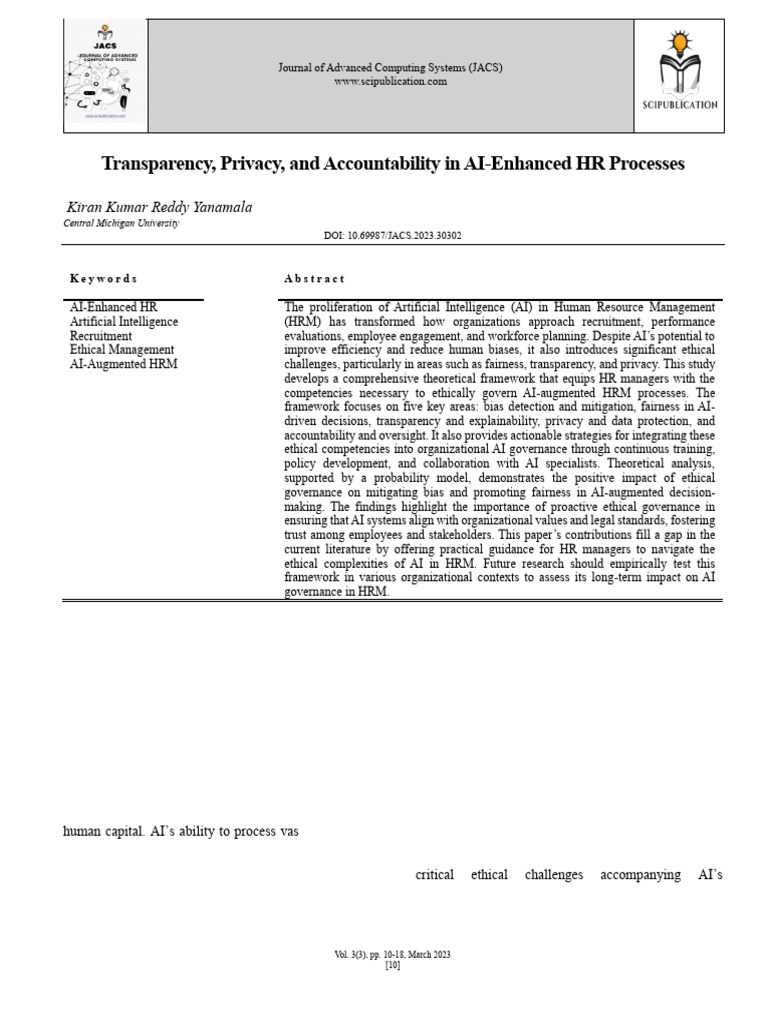 Transparency, Privacy, and Accountability in AI-Enhanced HR Processes ...
