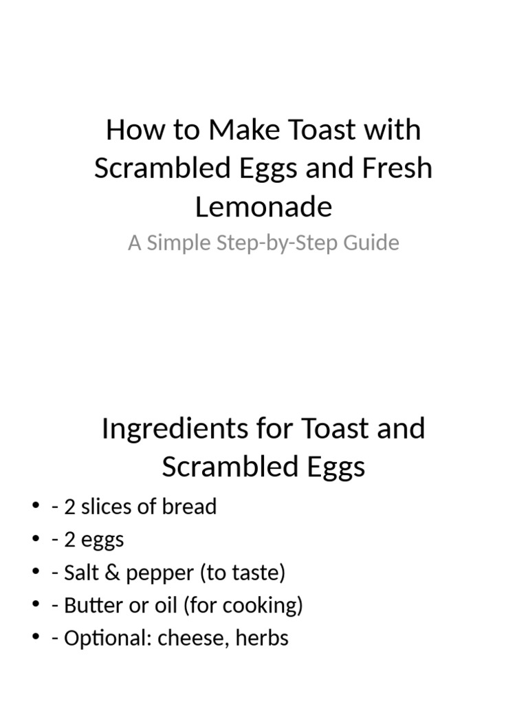 Toast Eggs Lemonade Steps | PDF