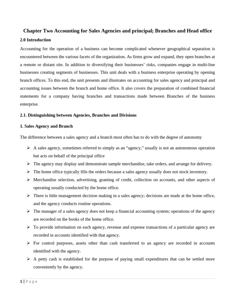 Accounting for Sales Agencies and Branches | PDF | Debits And Credits ...